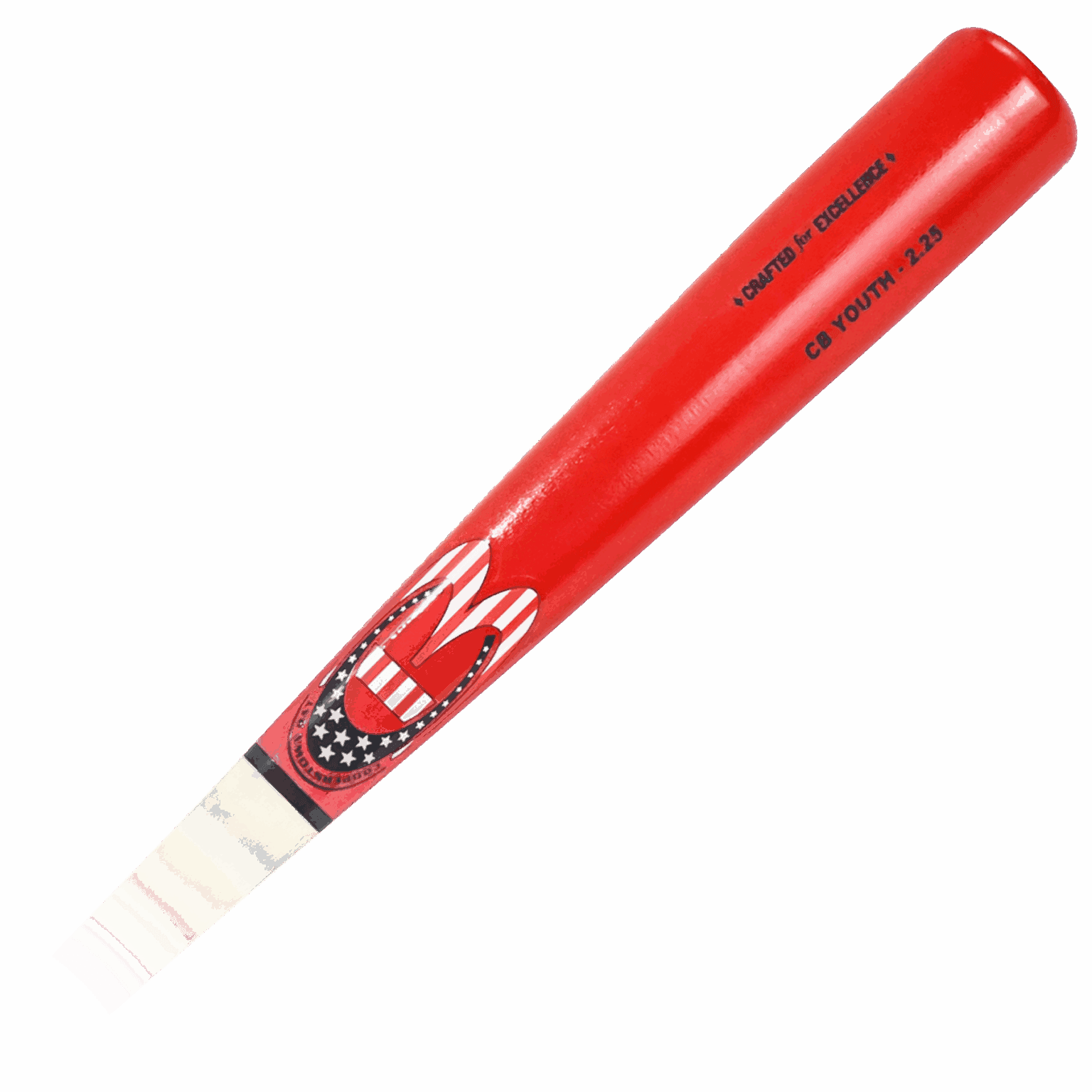 CB Youth Pro 2.25 Wood Baseball Bat- Red/White/Flag - Cooperstown Bat