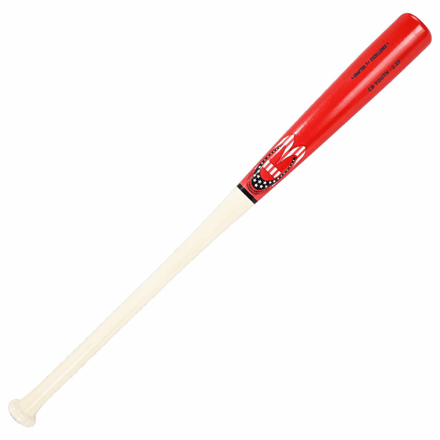 CB Youth Pro 2.25 Wood Baseball Bat- Red/White/Flag - Cooperstown Bat