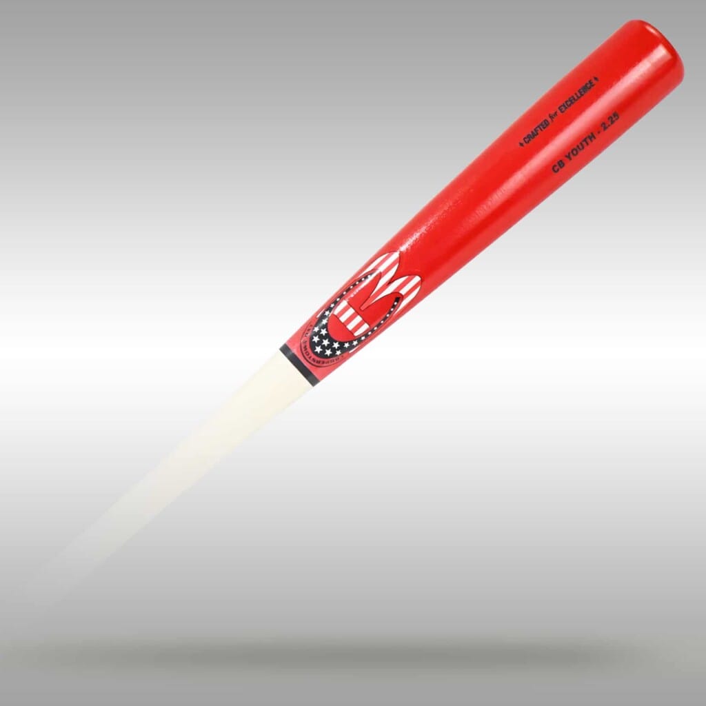 CB Youth Pro 2.25 Wood Baseball Bat- Red/White/Flag - Cooperstown Bat