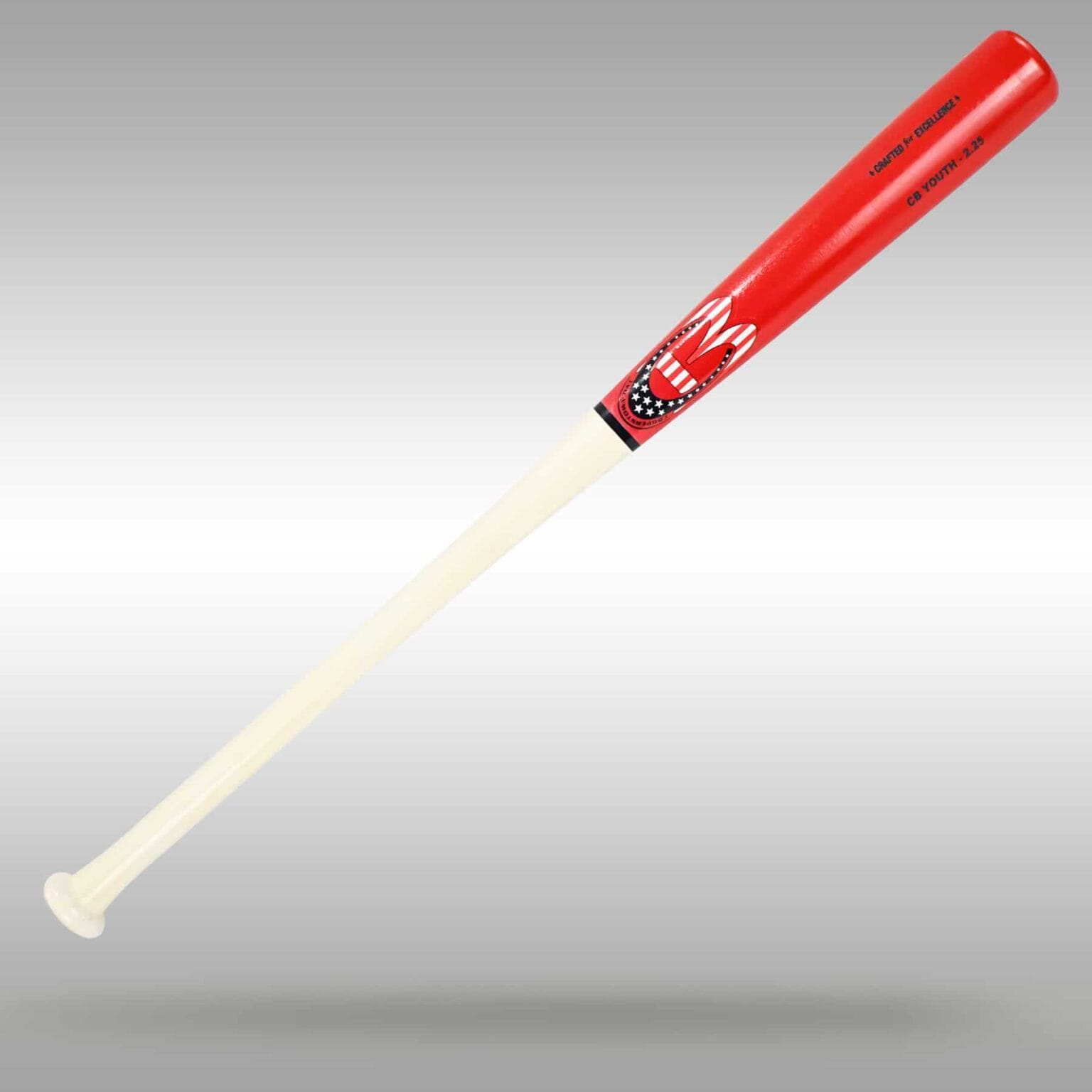 CB Youth Pro 2.25 Wood Baseball Bat- Red/White/Flag - Cooperstown Bat